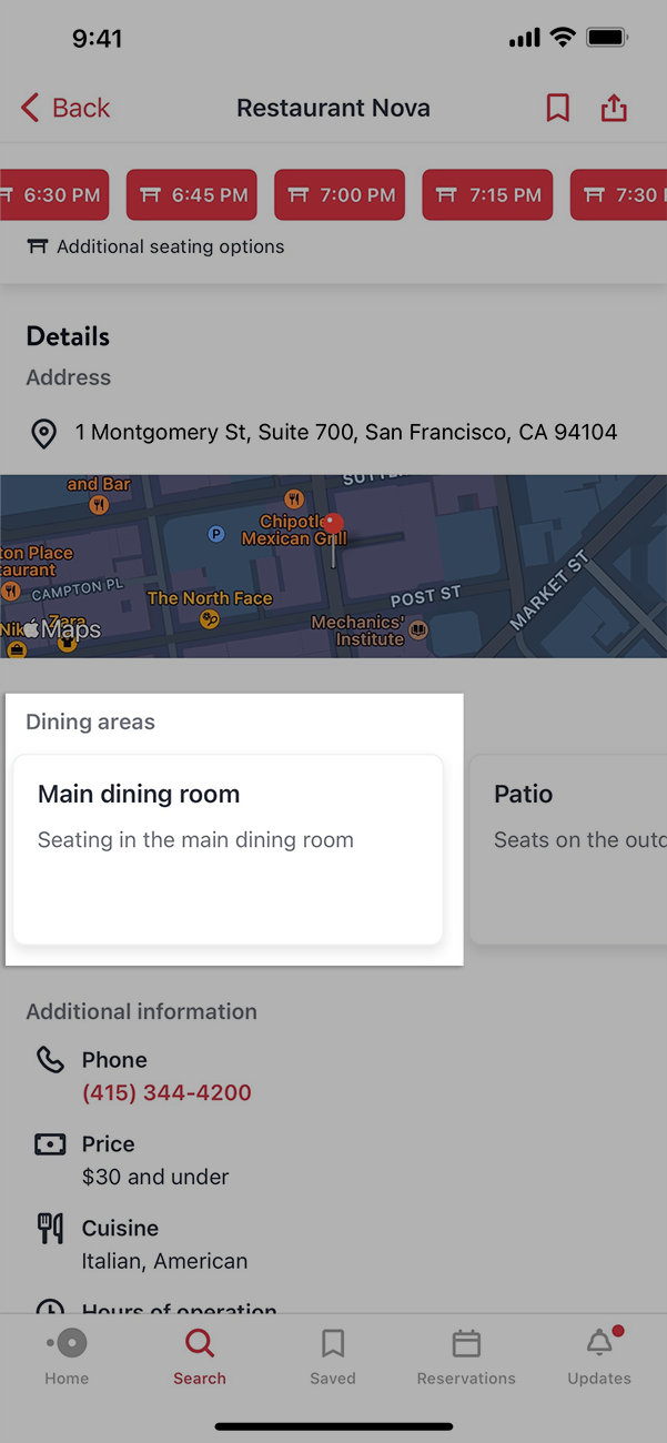 Create and manage dining areas