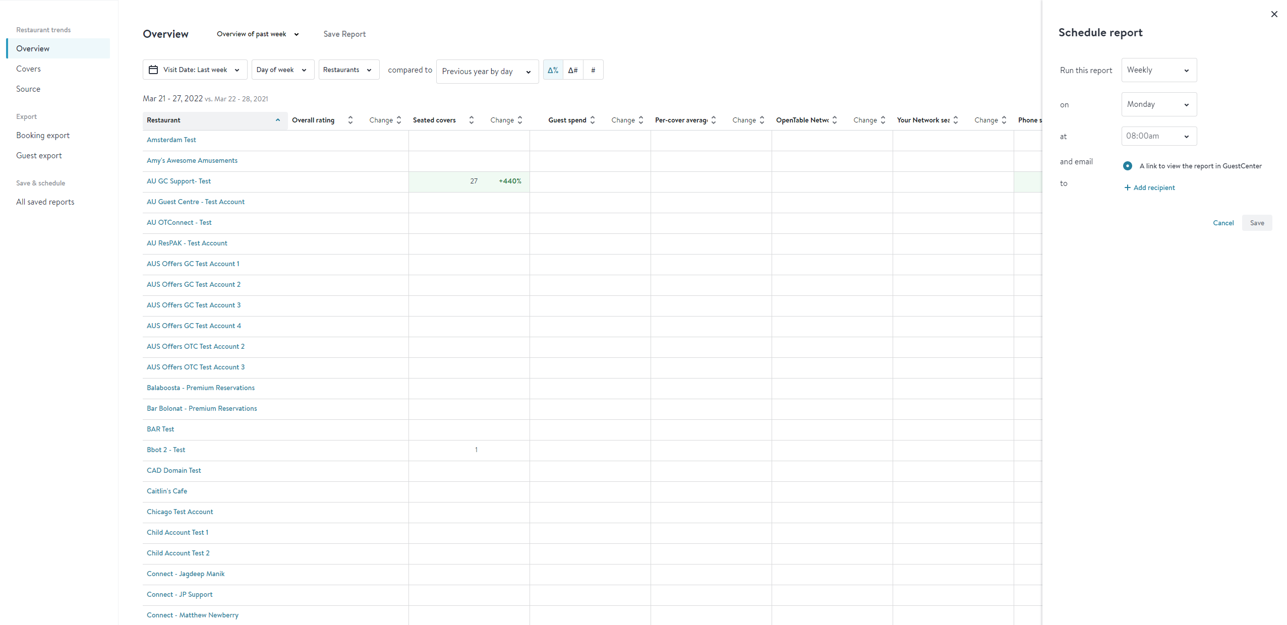 Group Reporting: Reservation Export