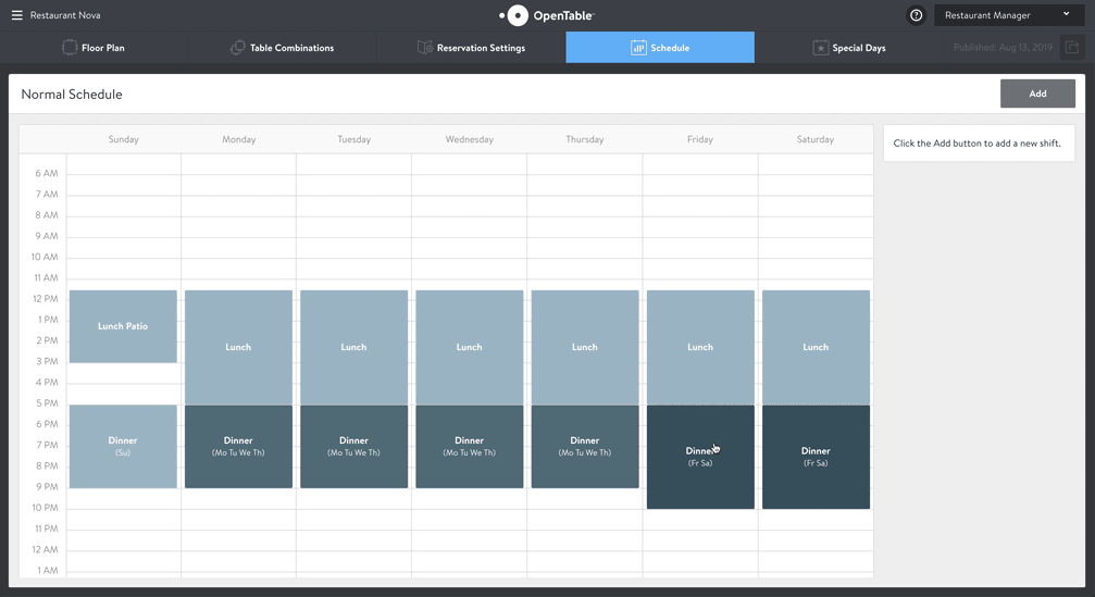 Set turn controls for high volume shifts in availability planning
