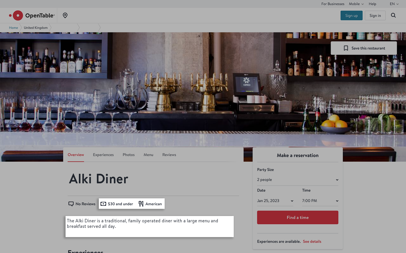 Update your restaurant profile